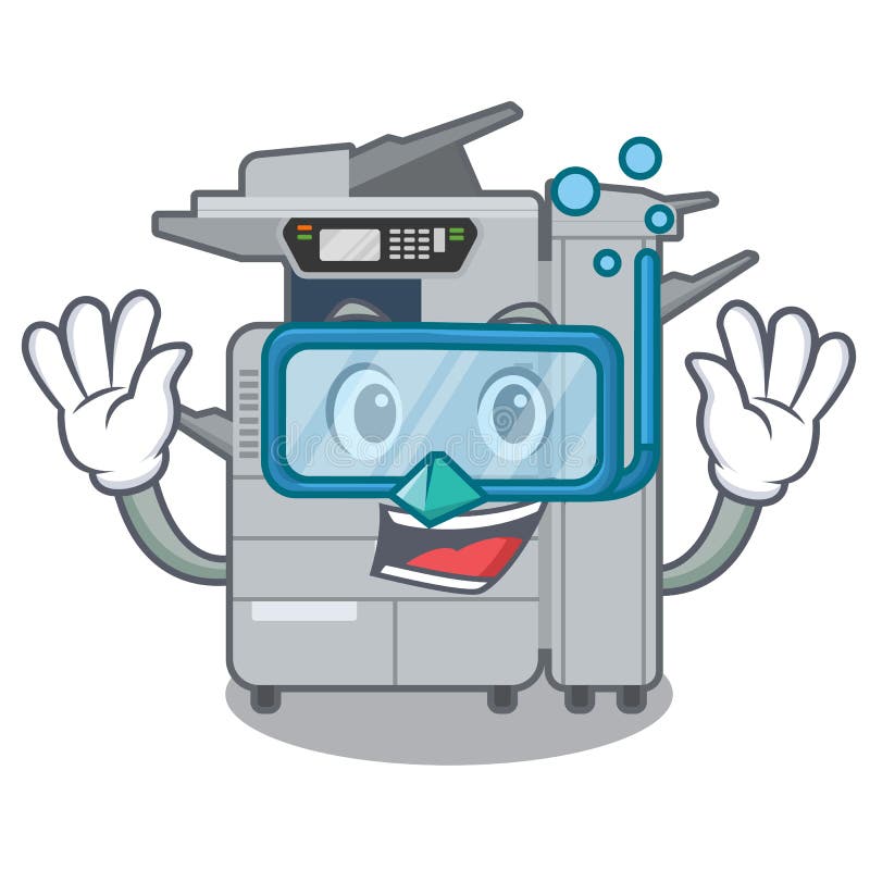 Diving Copier Machine Isolated in the Cartoon Stock Vector ...