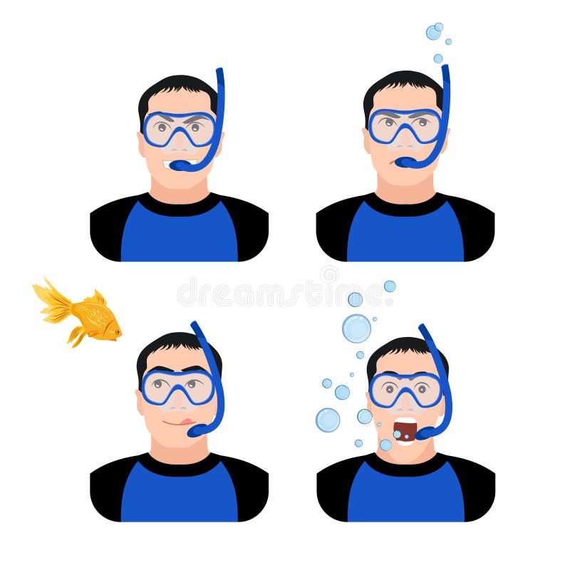 Diving Design Concept Set with Instructor Stock Vector - Illustration ...
