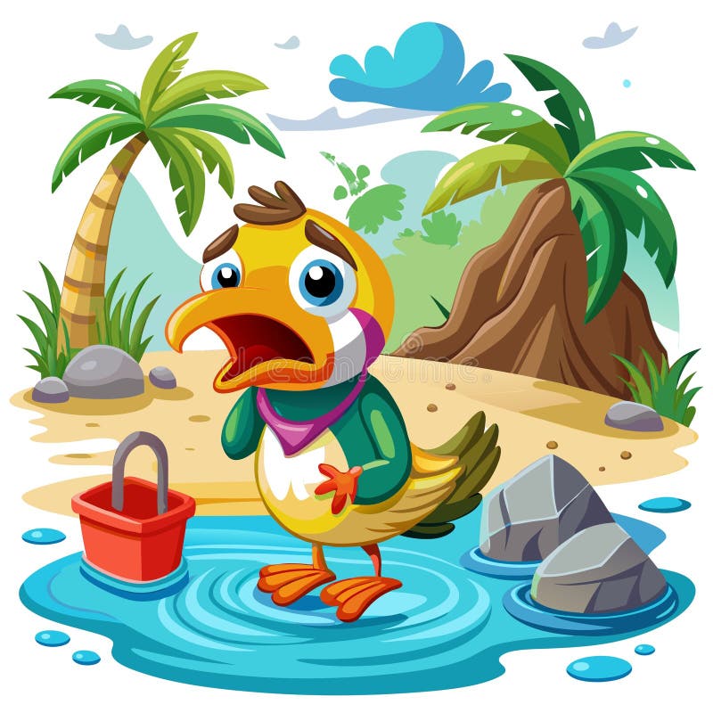 Diving Duck Preoccupied Cries Beach Vector Stock Vector - Illustration ...