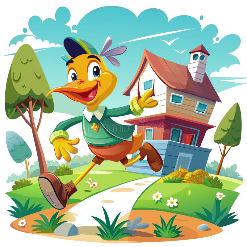 Diving Duck Scared Runs House Vector Stock Vector - Illustration of ...