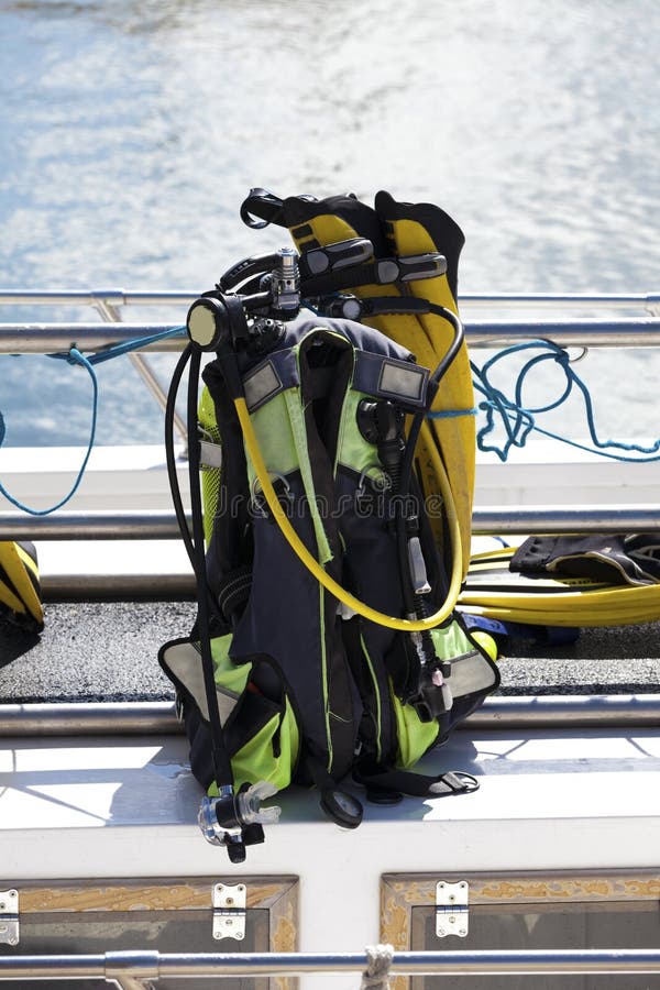 Diving equipment on a boat stock photo. Image of swim - 27289602
