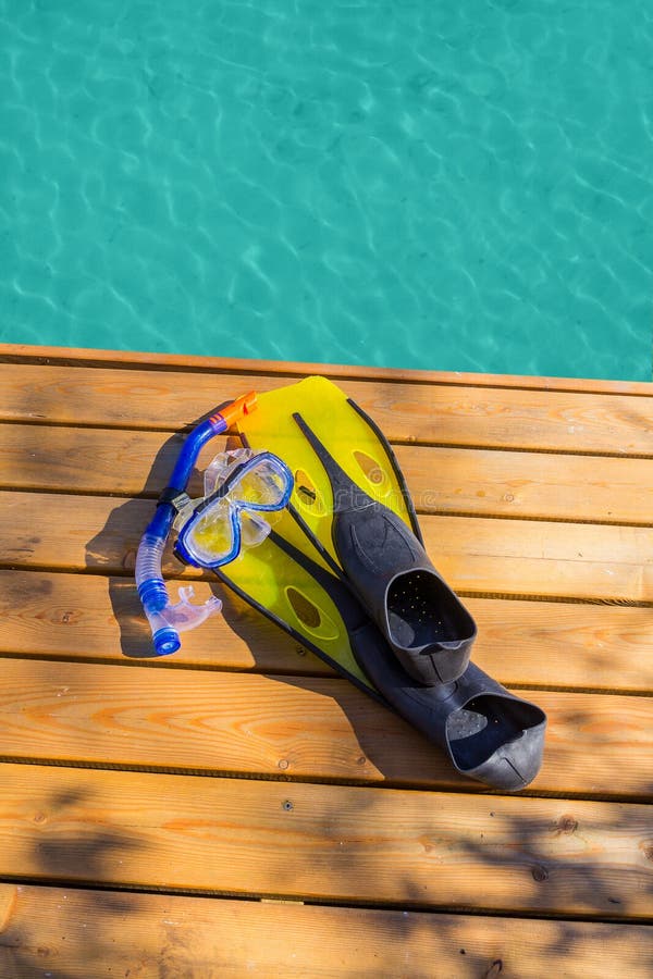 Diving gear at the ocean stock photo. Image of dive, pier - 31540384