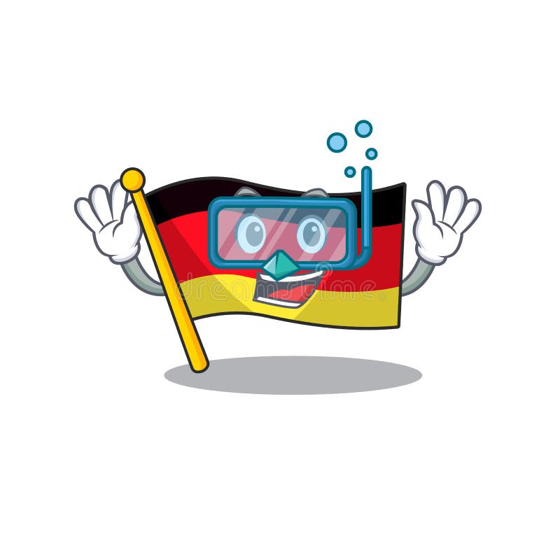 Diving Germany Flag Flutter on Cartoon Pole Stock Vector - Illustration ...