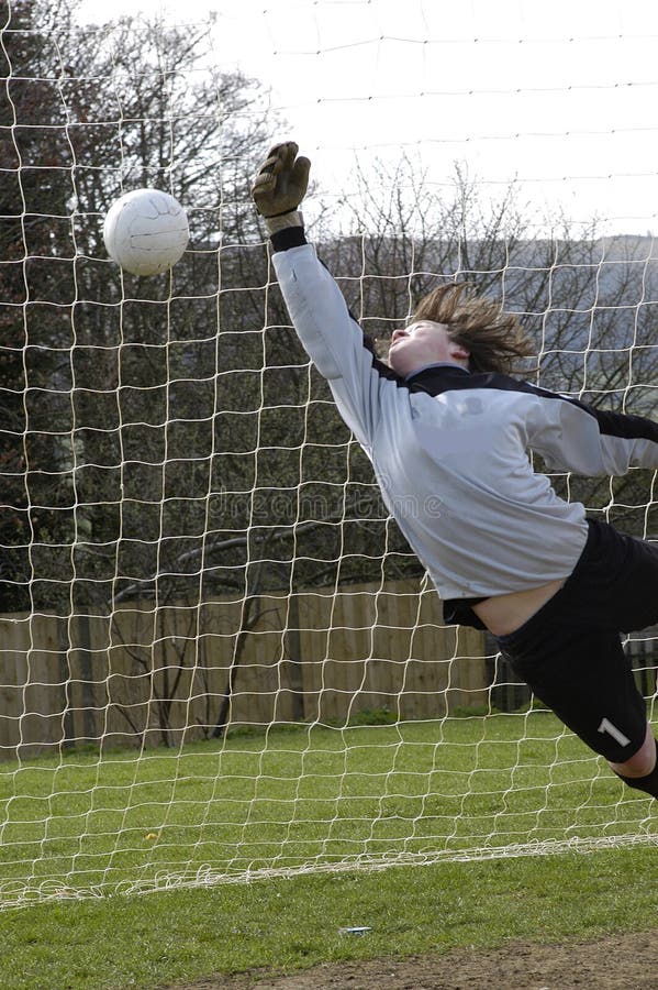 Soccer Football Goal Keeper Making Save Stock Image - Image of point ...