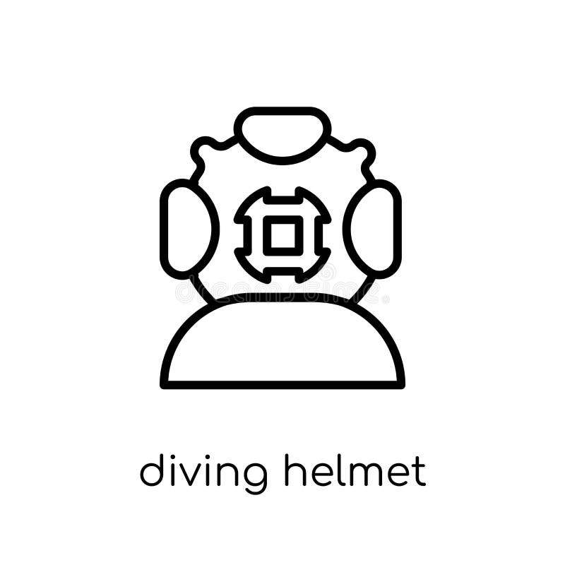 Diving Helmet Icon. Trendy Modern Flat Linear Vector Diving Helm Stock ...