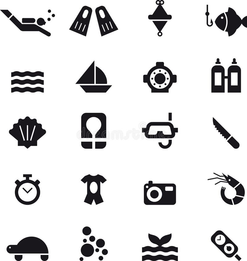 Diving icons stock vector. Illustration of activity, graphic - 33431705