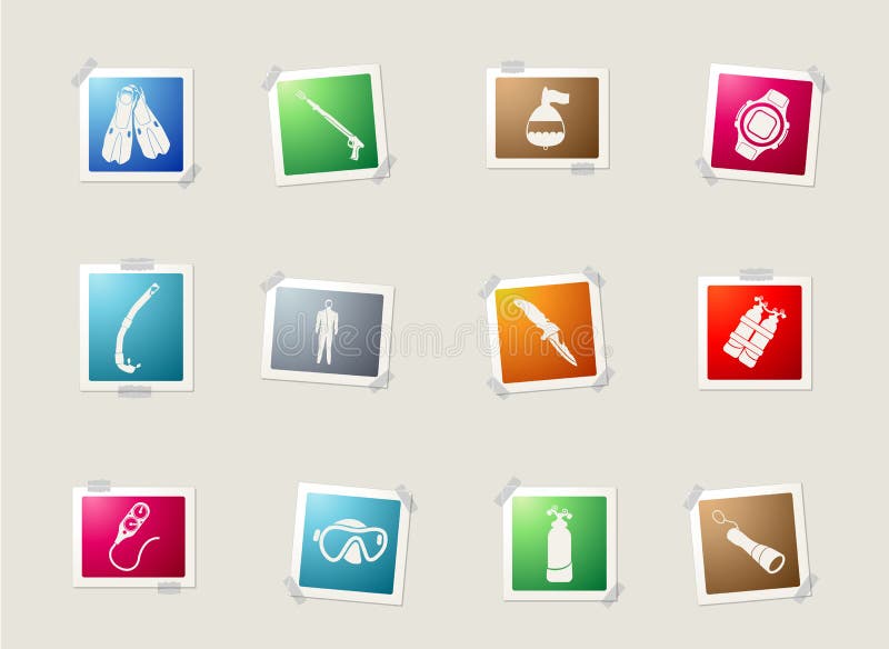 Diving icon set stock vector. Illustration of vector - 66132984