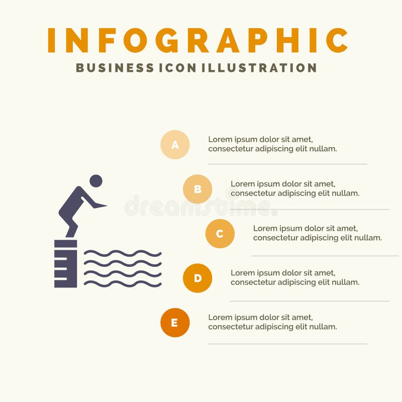 Diving, Jump, Platform, Pool, Sport Solid Icon Infographics 5 Steps ...