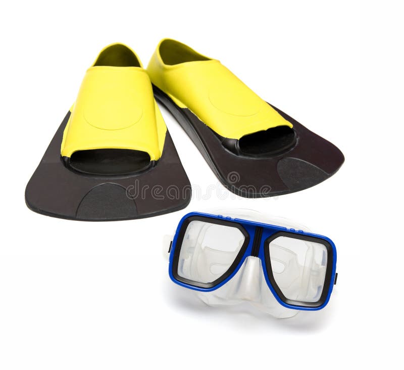 Diving mask and flippers stock photo. Image of hobby - 14293624