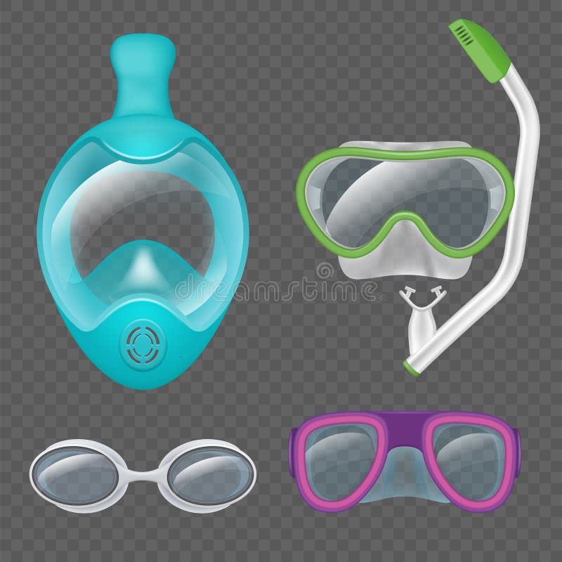 Diving Mask. Professional Glasses for Underwater Exploration Different ...