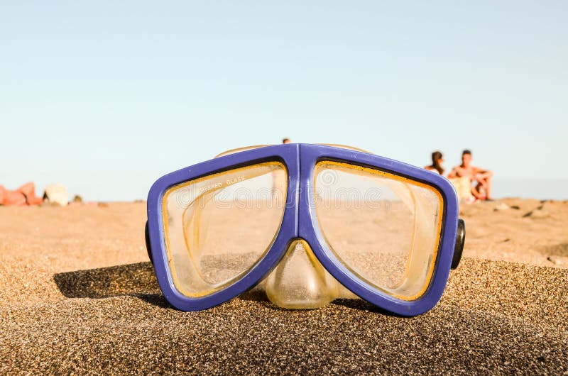 Diving Mask on the Sand Beach Stock Image - Image of coast, mask: 239531797