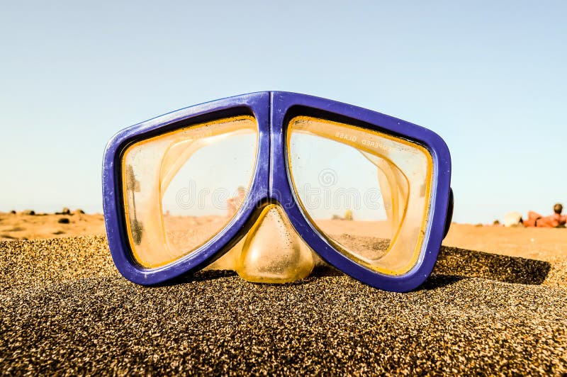 Diving Mask on the Sand Beach Stock Photo - Image of sunny, exotic ...