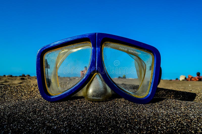 Diving Mask on the Sand Beach Stock Photo - Image of holiday, idea ...