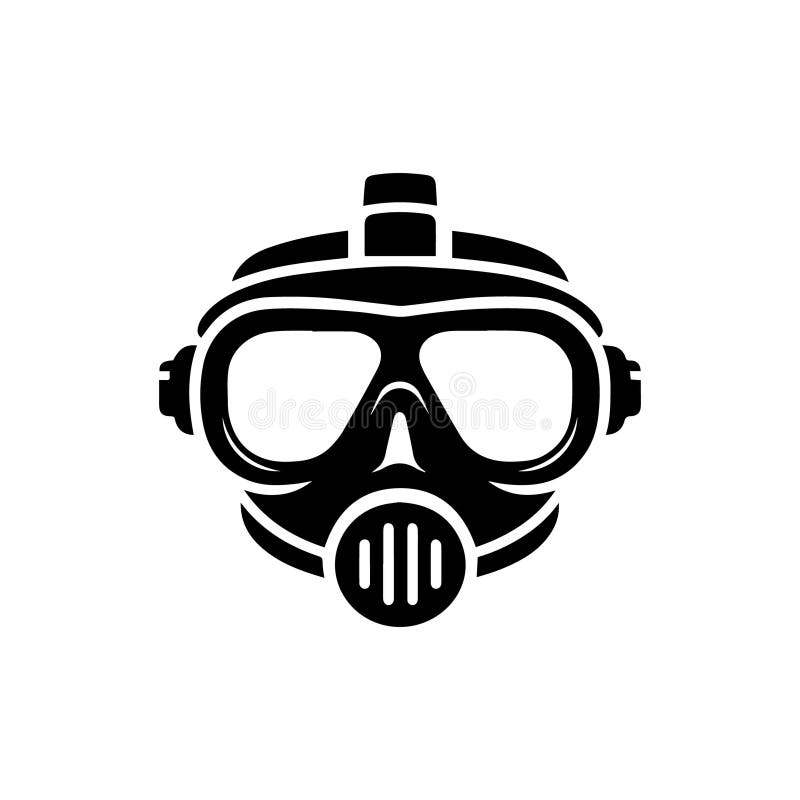 Diving Mask Vector Icon: Scuba Gear Silhouette for Underwater and ...