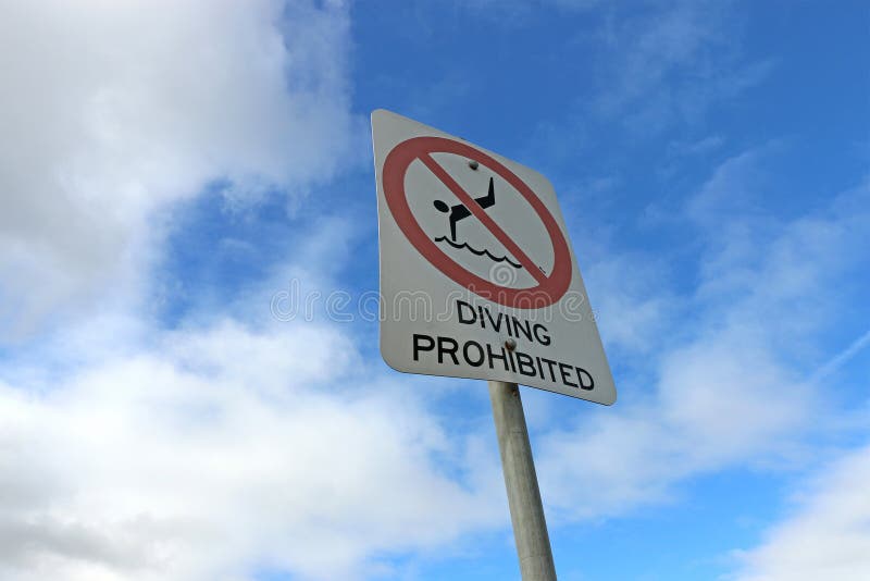 Danger, No Diving, Shallow Water Warning Sign Stock Image - Image of ...