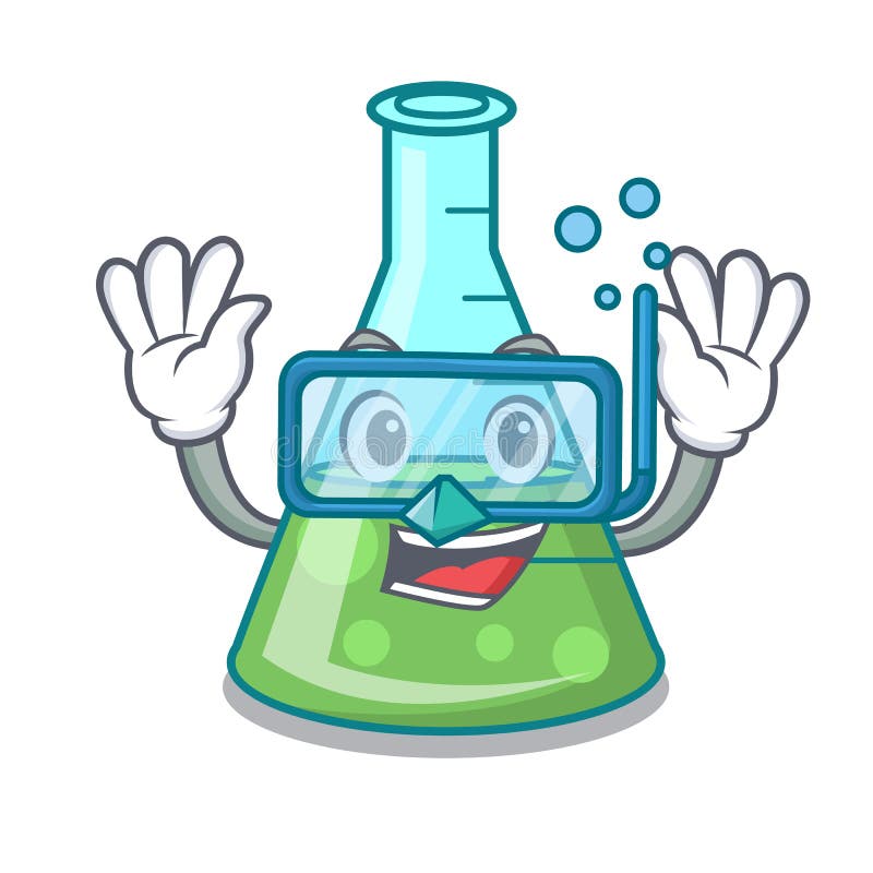 Diving Science Beaker Character Cartoon Stock Vector - Illustration of ...