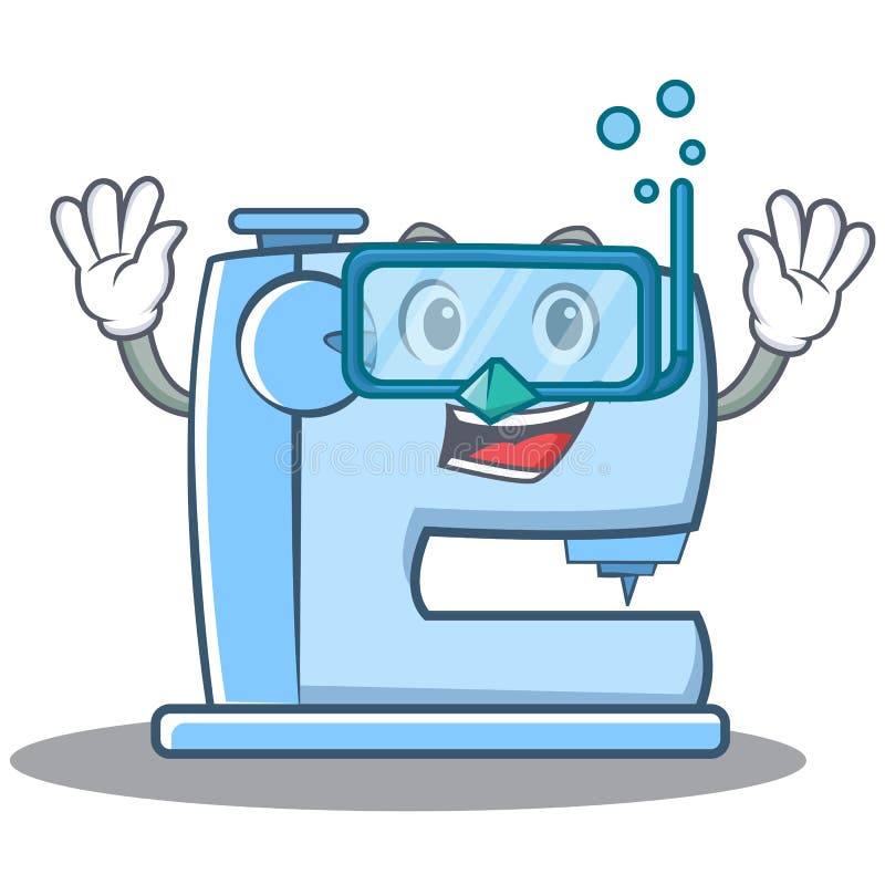 Diving Sewing Machine Emoticon Character Stock Vector - Illustration of ...