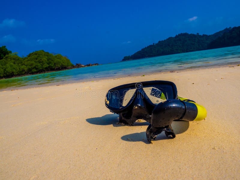 Diving Snorkel and Mask Isolated on the Beach Editorial Stock Image ...