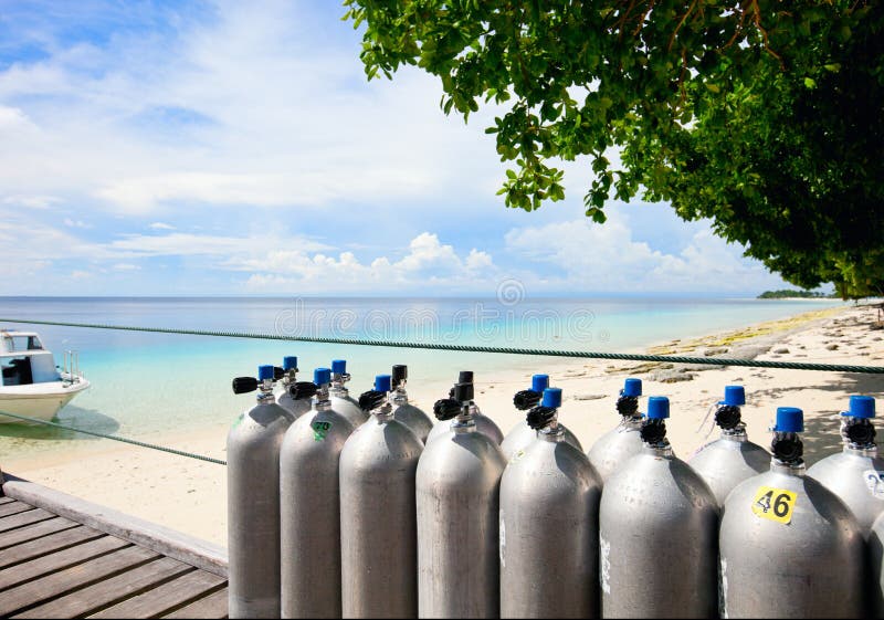 Diving tanks stock image. Image of diving, compressed - 27744017