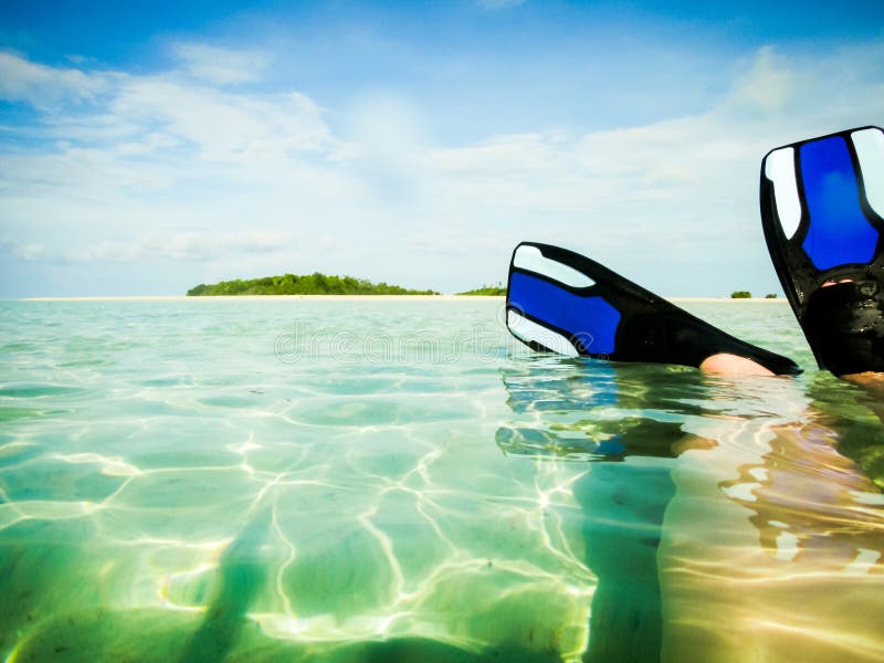 Diving under into the sea stock photo. Image of travel - 55134510