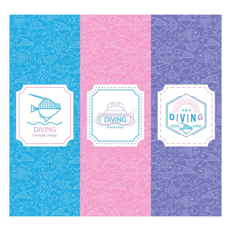 Diving Vector Label Template Stock Illustration - Illustration of water ...