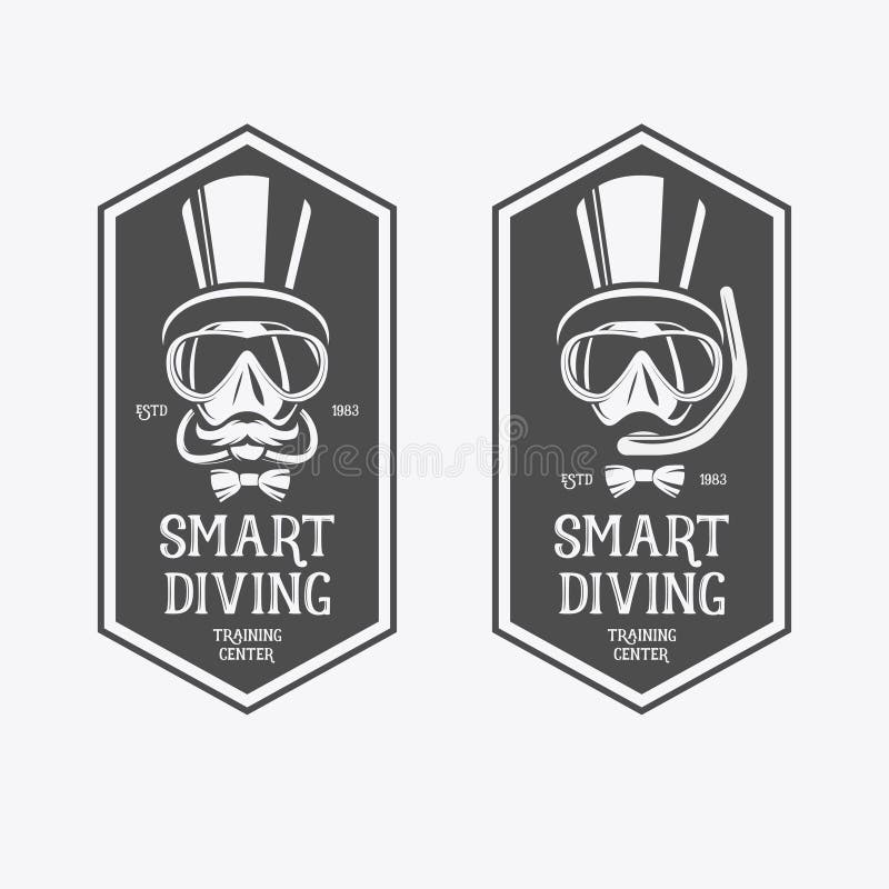 Diving Vintage Labels and Logos Stock Vector - Illustration of diving ...