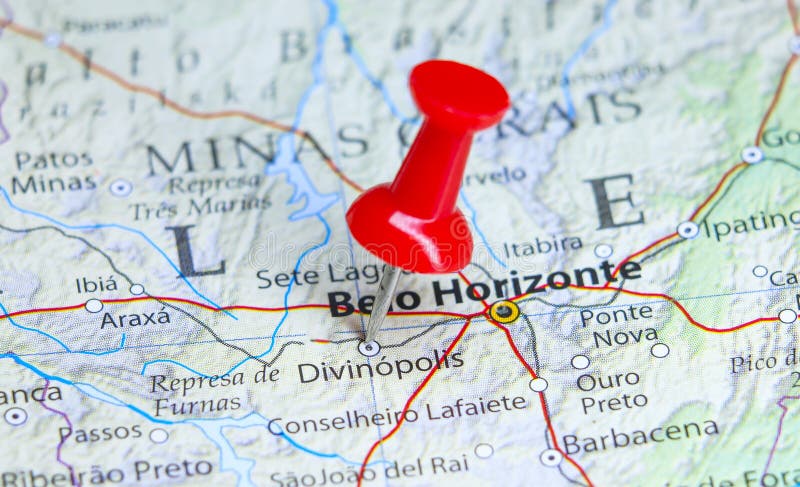 Divinopolis, Brazil Pin on Map Stock Image - Image of cartography, trip ...