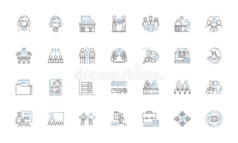 Division Colleagues Line Icons Collection. Teamwork, Collaboration ...