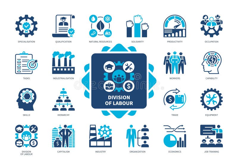 Division of Labour Solid Icon Set Stock Vector - Illustration of team ...