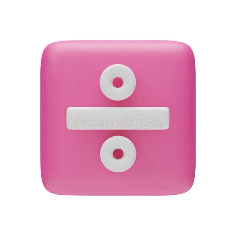 Division Sign on Pink Square Button, 3d Mathematical Symbol Stock ...