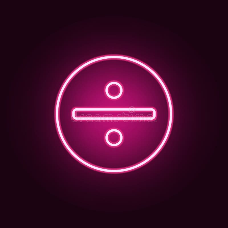 Division Symbol in a Circle Neon Icon. Elements of Web Set Stock ...