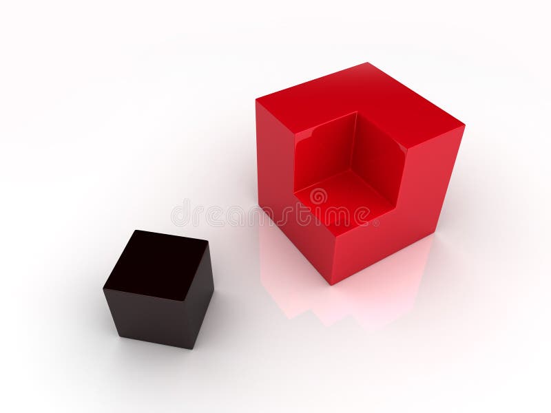 Division of two cubes stock illustration. Illustration of render - 12551515