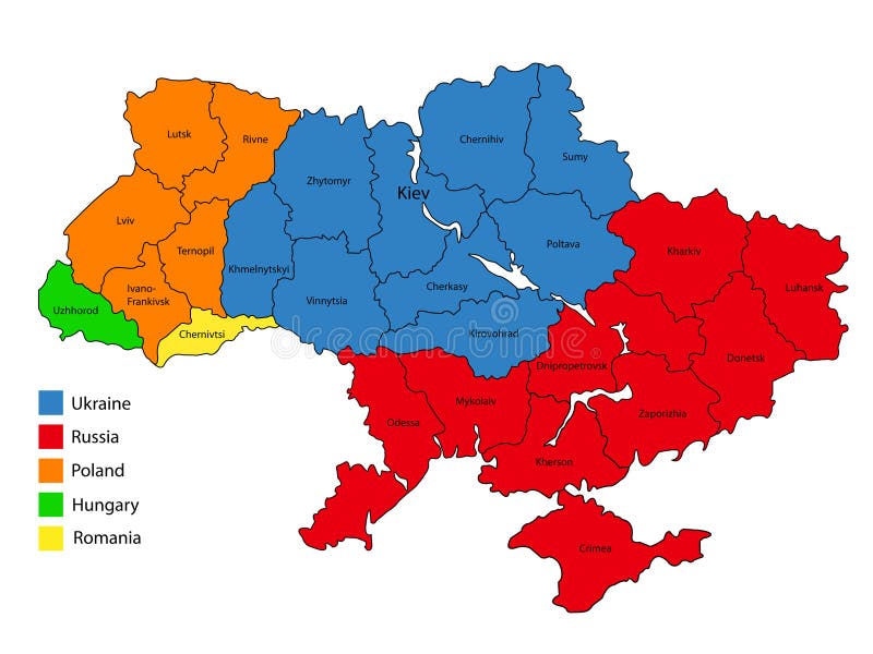 Map of regions of Ukraine stock vector. Illustration of forces - 245245338