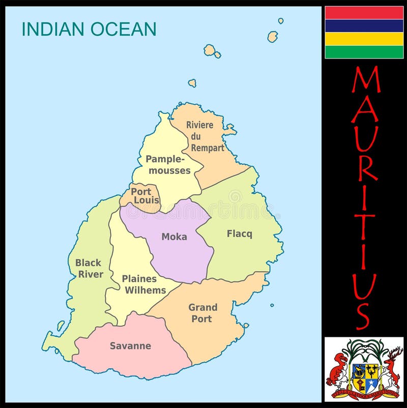 Mapa De Mauricio Con Divisiones Administrativas Ilustración del Vector ...