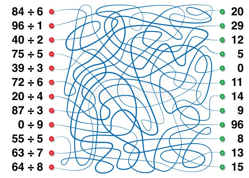 Divisions Learn Fun Labyrinth Elementary Arithmetic Stock Vector ...