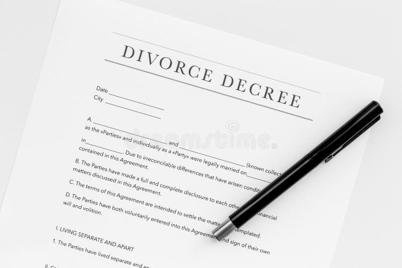 Divorce Decree. Document on White Backgroud Top View Stock Image ...