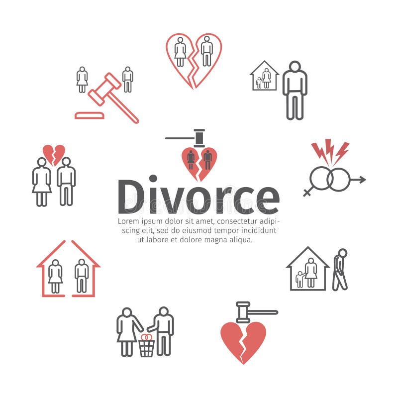 Divorce Line Icons. Vector Signs for Web Graphics Stock Vector ...