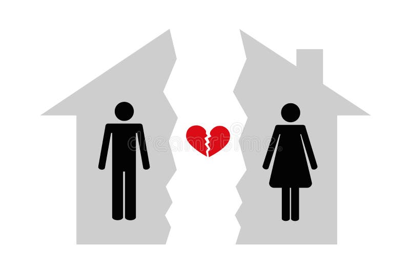 Divorce Man And Woman Brocken House Stock Vector Illustration Of