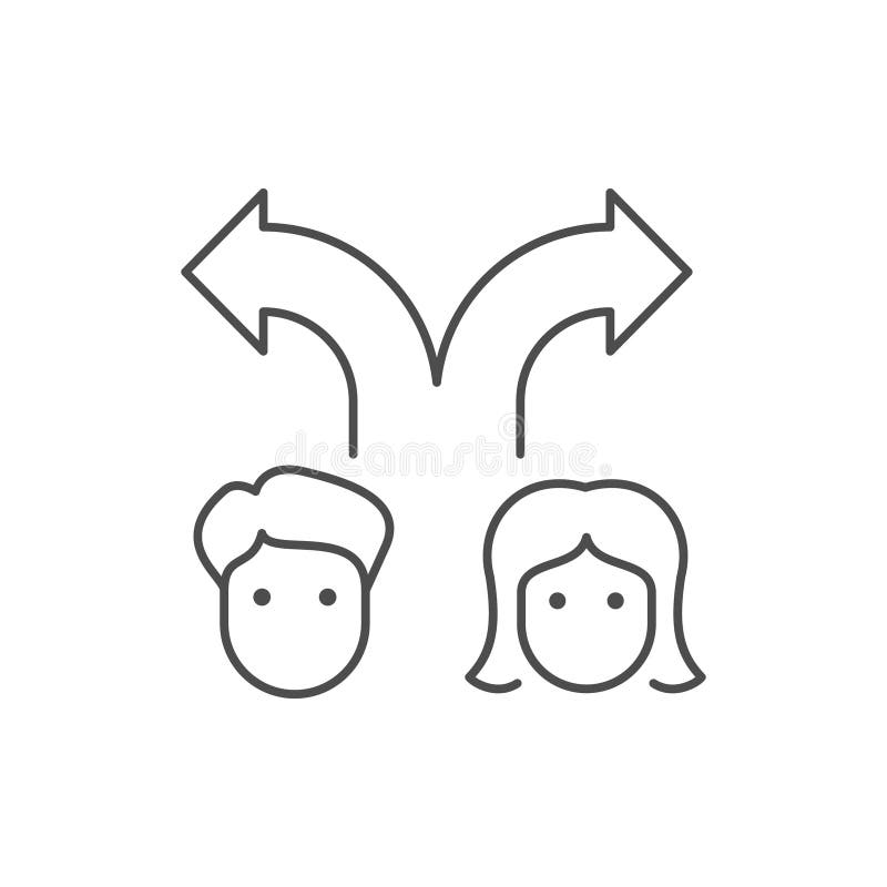 Divorce Process Line Outline Icon Stock Vector - Illustration of ...