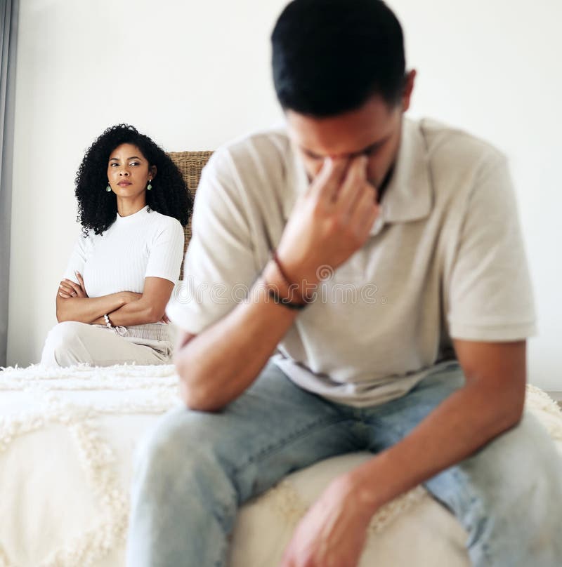 Divorce Sad And Couple Breakup Or Fighting In A Bedroom Unhappy With