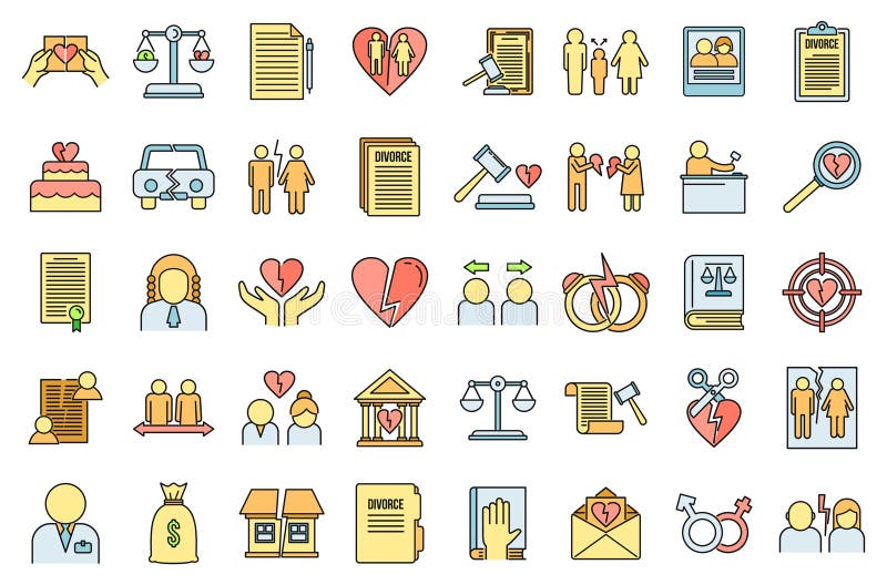 Divorce Separation Icons Set Vector Color Stock Illustration ...