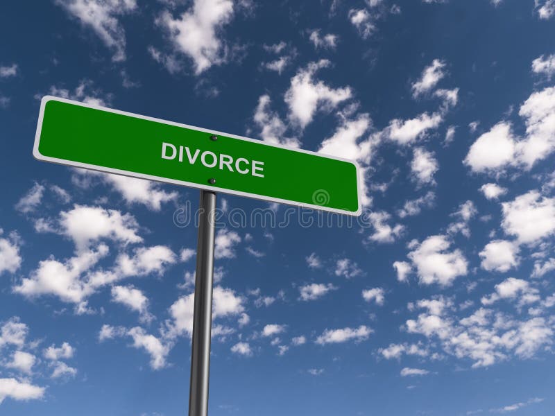 Divorce Traffic Sign on Blue Sky Stock Photo - Image of decree ...