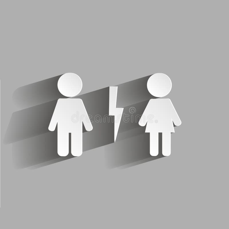 Divorced Couple On Circle Man And Woman Characters Quarrel Symbol Of