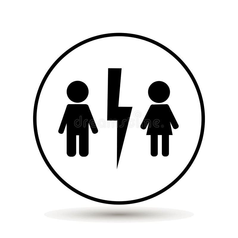 Divorced Couple On Circle Man And Woman Characters Quarrel Symbol Of