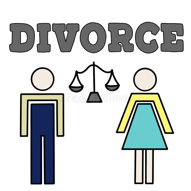 Divorced Couple On Circle Man And Woman Characters Quarrel Symbol Of