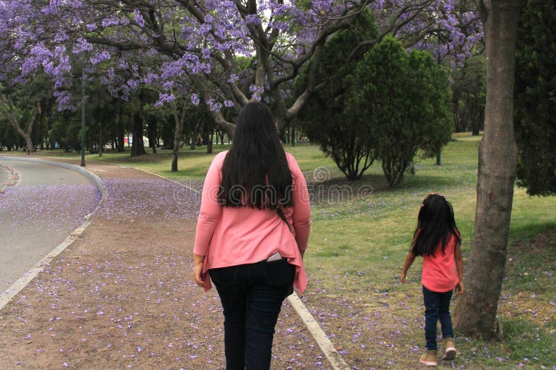 Divorced Single Mom And 4 Year Old Latina Brunette Daughter Walk