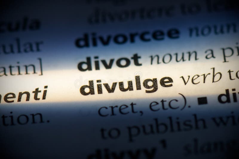 Divulge stock photo. Image of word, focus, writing, paper - 161393772