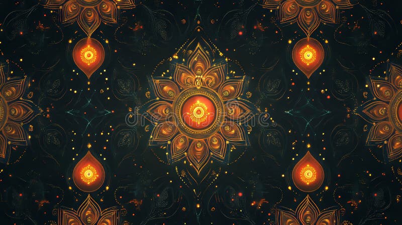 Diwali Background with a Repeating Pattern of Lights and Decorations ...