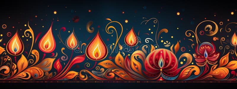 Diwali Banner Diwali Border Frame Stock Illustration - Illustration of ...