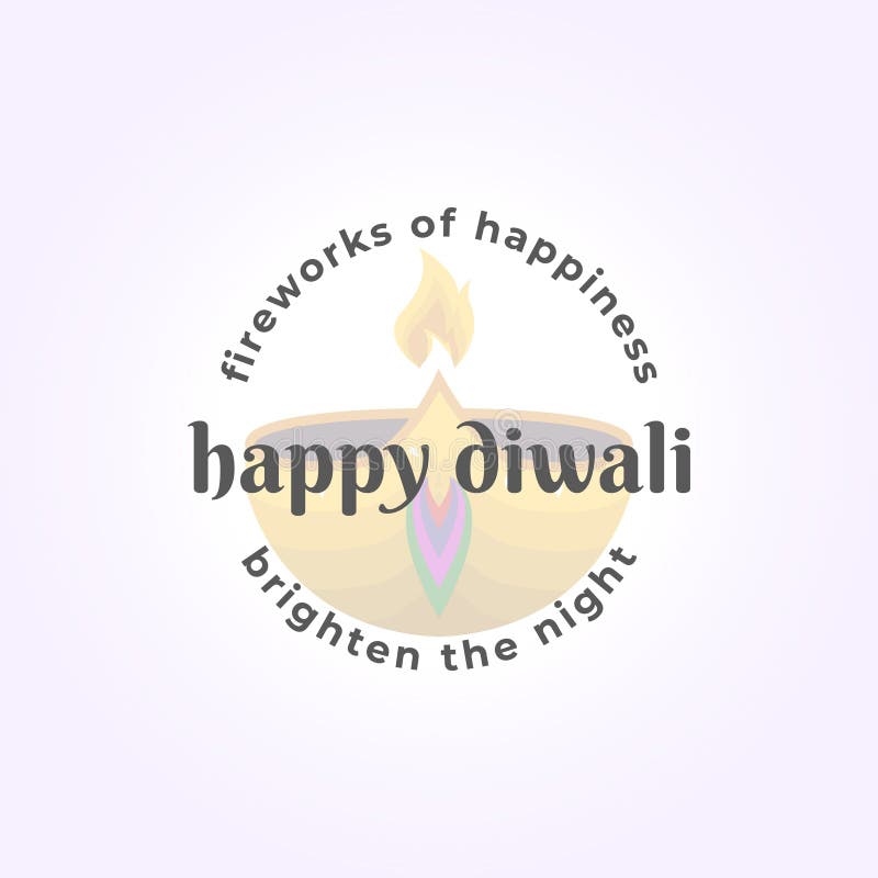 Diwali Candle Light Logo Typography Label, Deepavali Design Vector Icon ...